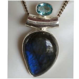 Jewelry | Genuine Canadian Labradorite Blue Topaz Pendant | Poshmark
